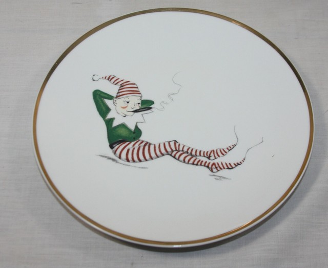 Set of 6 Restoration Hardware Naughty Elf Plates By Cib Ceramic 7.75 ...
