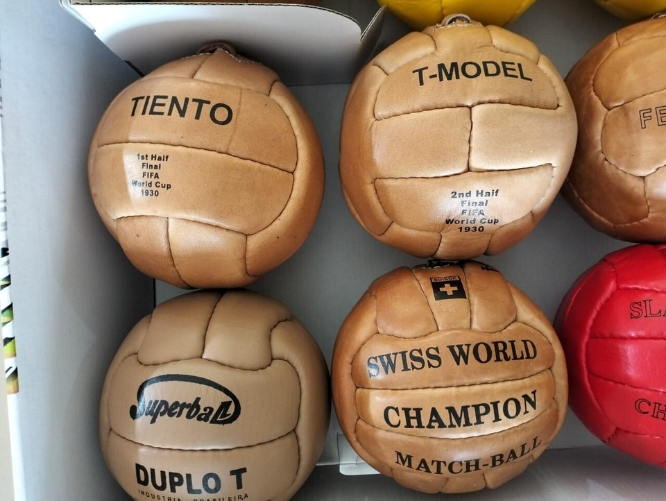 Historical mini ball set 11 pcs FIFA world cup 1930 to 1966 in leather ...