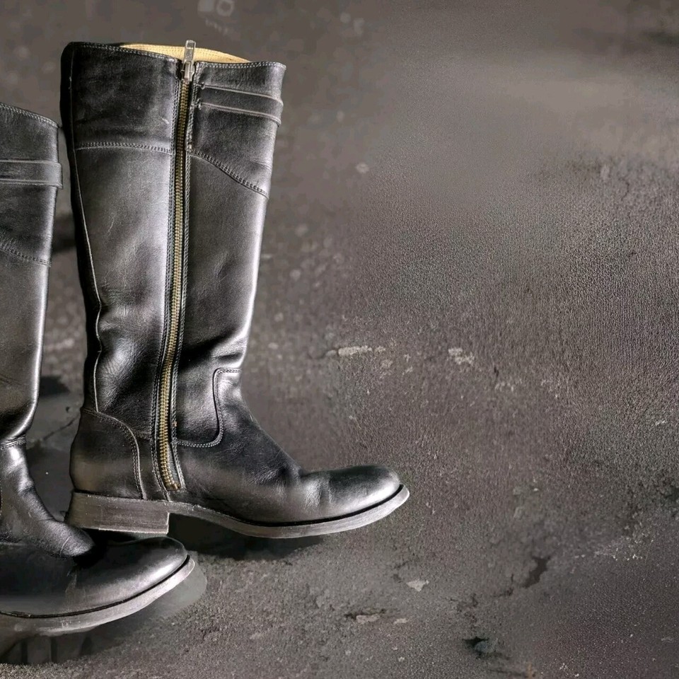 Frye Black Vintage Leather Riding Boots Melissa Button Women's 5.5 ...
