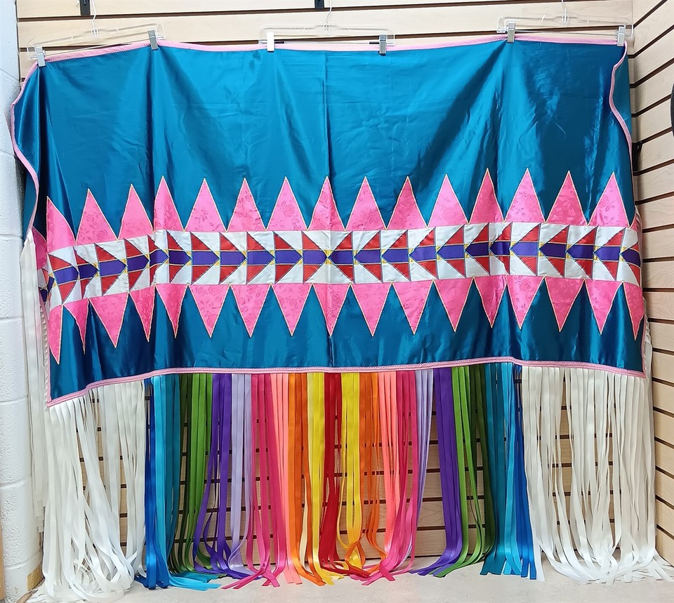 RIBBONWORK DESIGN NATIVE AMERICAN INDIAN SKIRT AND FAT RIBBON FRINGE ...