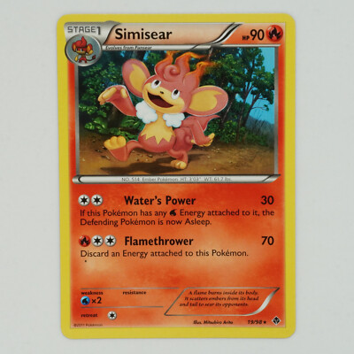 Simisear 19/98 Rare Black & White: Emerging Powers Pokemon Card | eBay