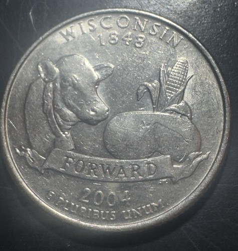 2004 P Wisconsin High Leaf Error Quarter Dollar Coin- Circulated ...