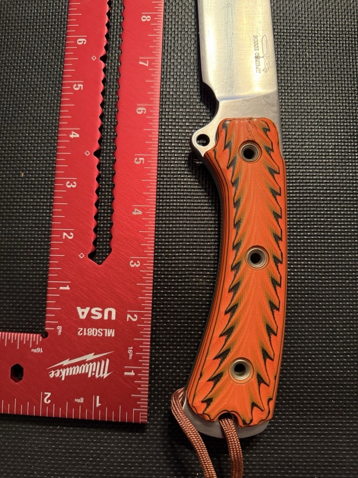 Busse Combat Fixed Blade Knife – INFI Steel – Orange/Black G-10 Handle ...
