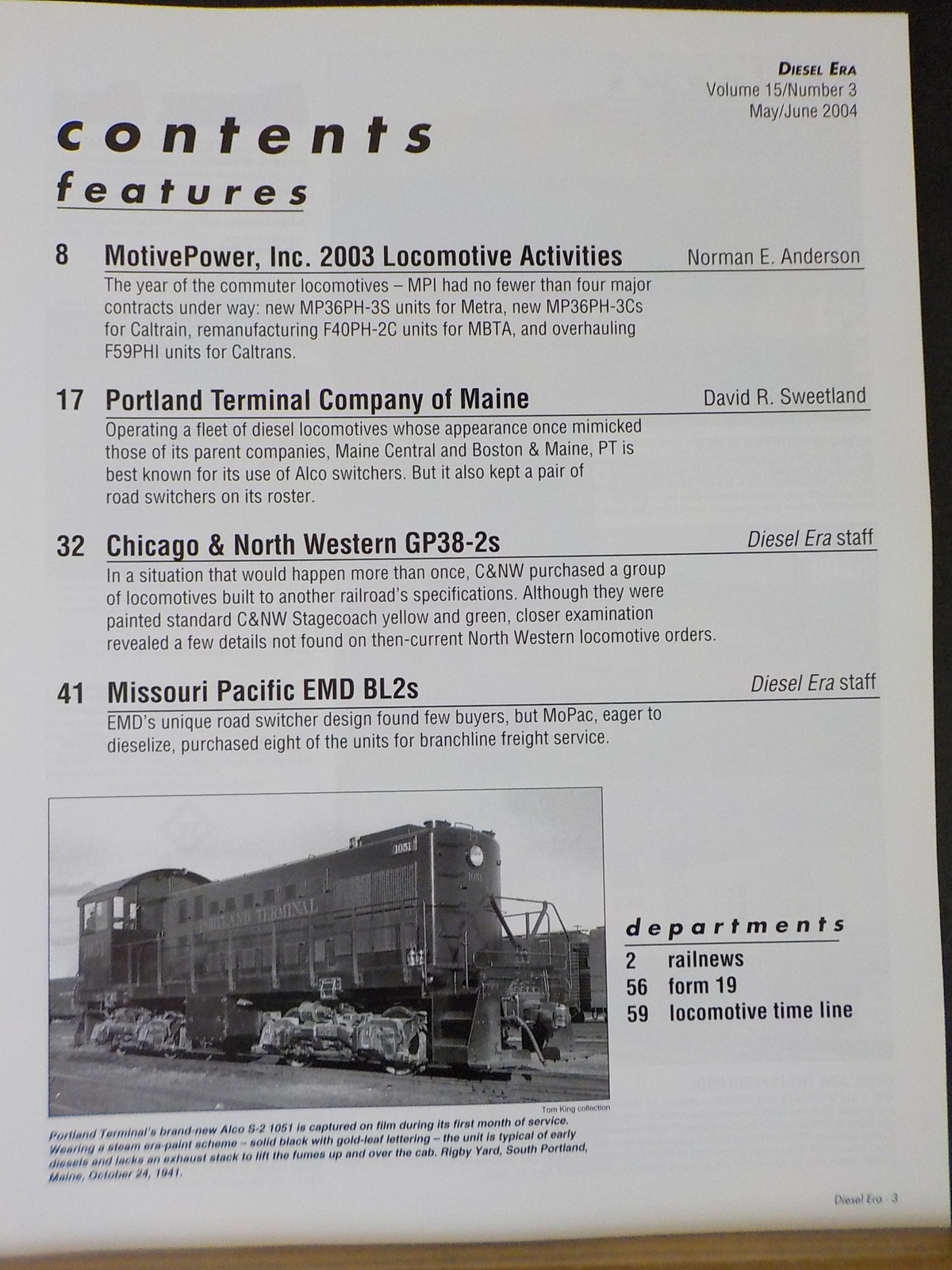 Diesel Era Magazine 2004 May June Portland Terminal C&NW GP38-2 ...