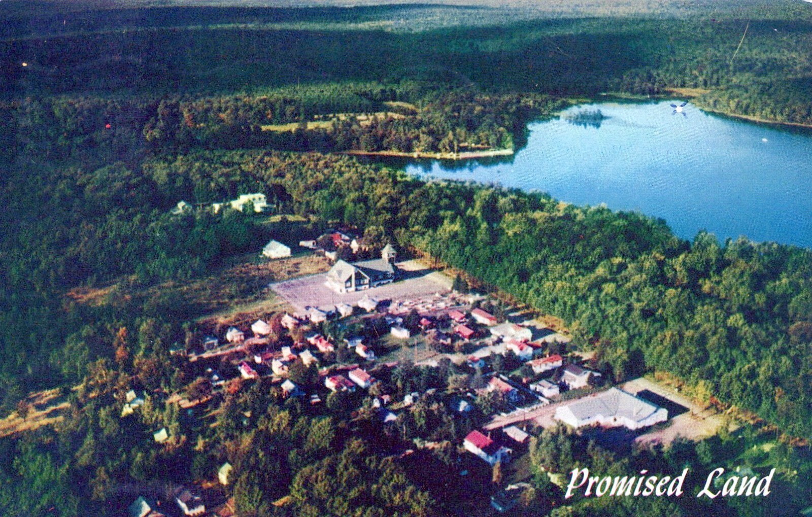 Aerial View Lake and Village Promised Land Pennsylvania Pocono Mountain ...