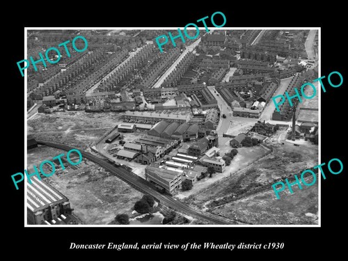 OLD 8x6 HISTORIC PHOTO DONCASTER ENGLAND AERIAL VIEW WHEATLY DISTRICT ...