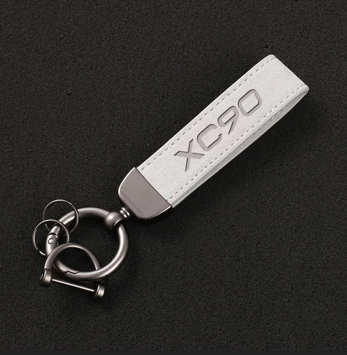 For Volvo XC90 Car Key Chain Auto Keyring Suede Accessories Gift White ...