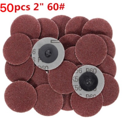 50 PC 2 INCH ROLL LOCK DISCS COARSE 60 GRIT SANDING ABRASIVE ROLL LOCK ...