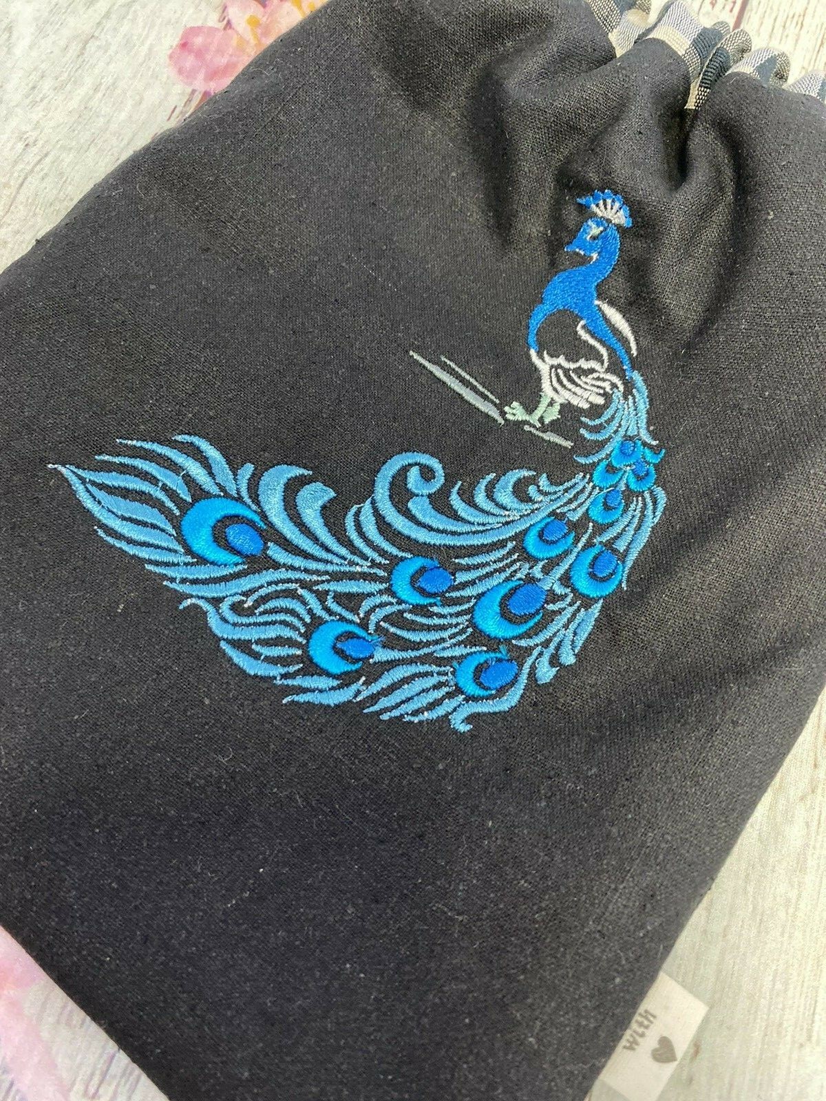 NEW Handmade beautiful blue peacock embroidery quality linen ...