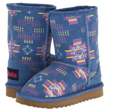 NEW UKALA MYA BLUE BOOTS GIRLS 4 SHERPA/MERINO LINED TRIBAL PRINT | eBay
