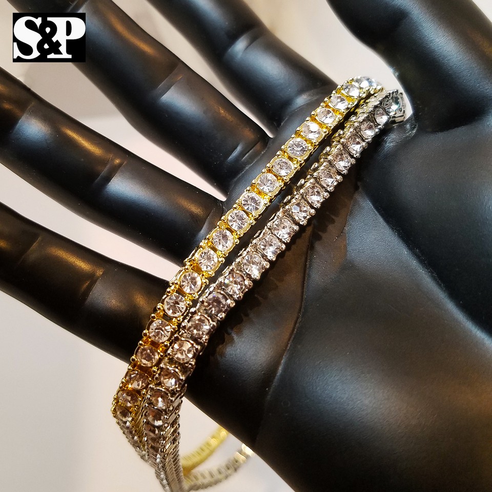 BEST SELLING HIP HOP QUAVO GOLD, SILVER FINISH 1 ROW TENNIS CHAIN ...