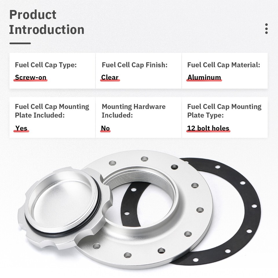 Universal 3" Billet Aluminum Fuel Cell Cap Flush Mount 12 Bolts Cap ...
