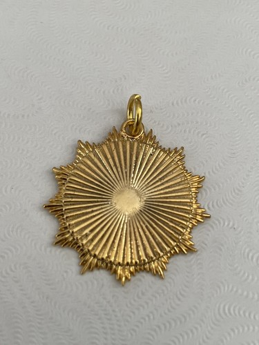 Radial Round Sun Pendant Gold Textured Token Medallion | eBay