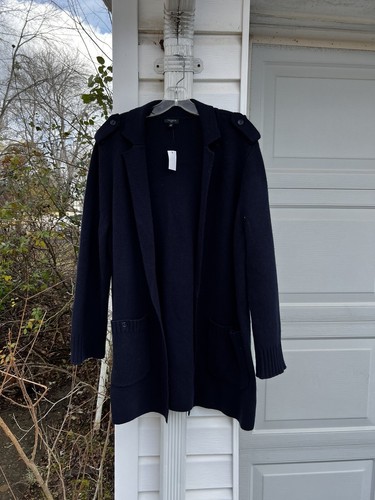 NWT Talbots Gorgeous Navy Open Long Cardigan With Epaulets & Pockets 1X ...