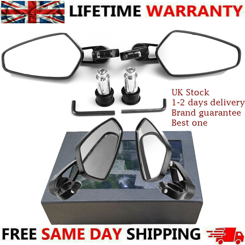 MOTORCYCLE HANDLE BAR END MIRRORS CNC ALUMINUM UNIVERSAL CAFE RACER ...