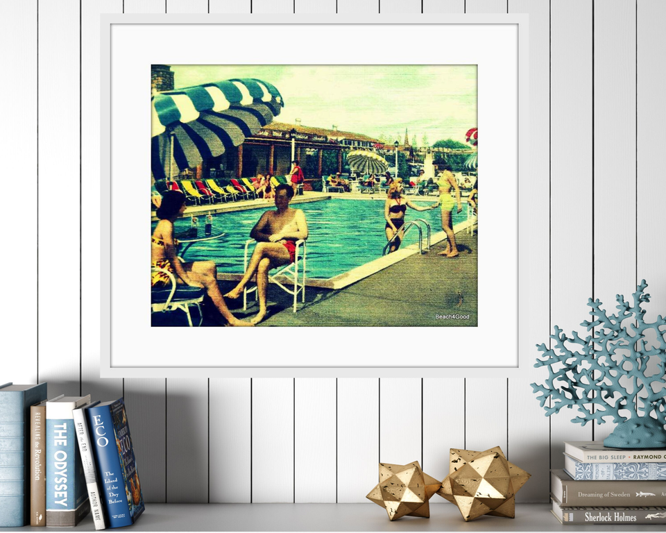 Mid Century Art Print, 1960's Mod Pool Party, MCM Decor, Retro Motel ...