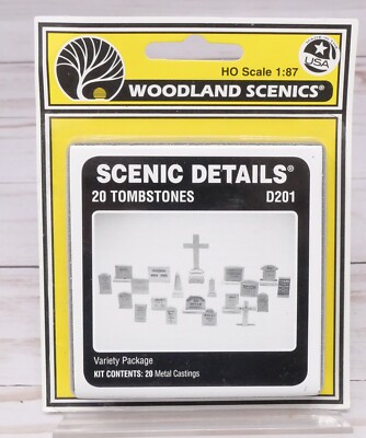 Woodland Scenics Scenic Details D201, 20 Assorted Tombstones Kit, HO ...