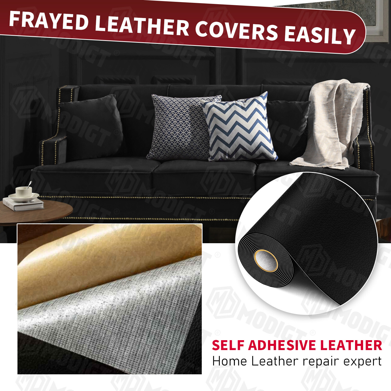 PU Leather Self Adhesive Patch Stick-on Couch Tear Fix Hole Sofa Repair ...