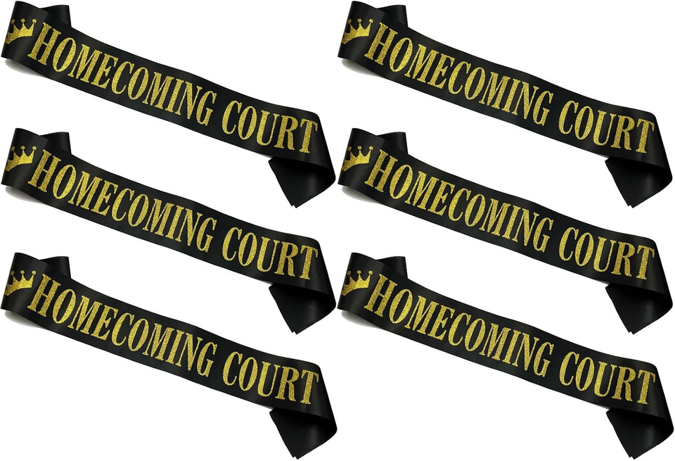 Homecoming Court Sashes Bulk 6 Pack, Gold Glitter Letter Sashes for ...