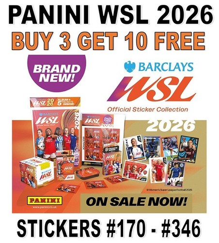 PANINI WOMENS SUPER LEAGUE WSL 2026 STICKERS #170 - #346 BUY 3 GET 10 ...