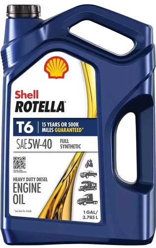 Shell Rotella T6 Full Synthetic 5W-40 Diesel Engine Oil, 1 Gallon New ...