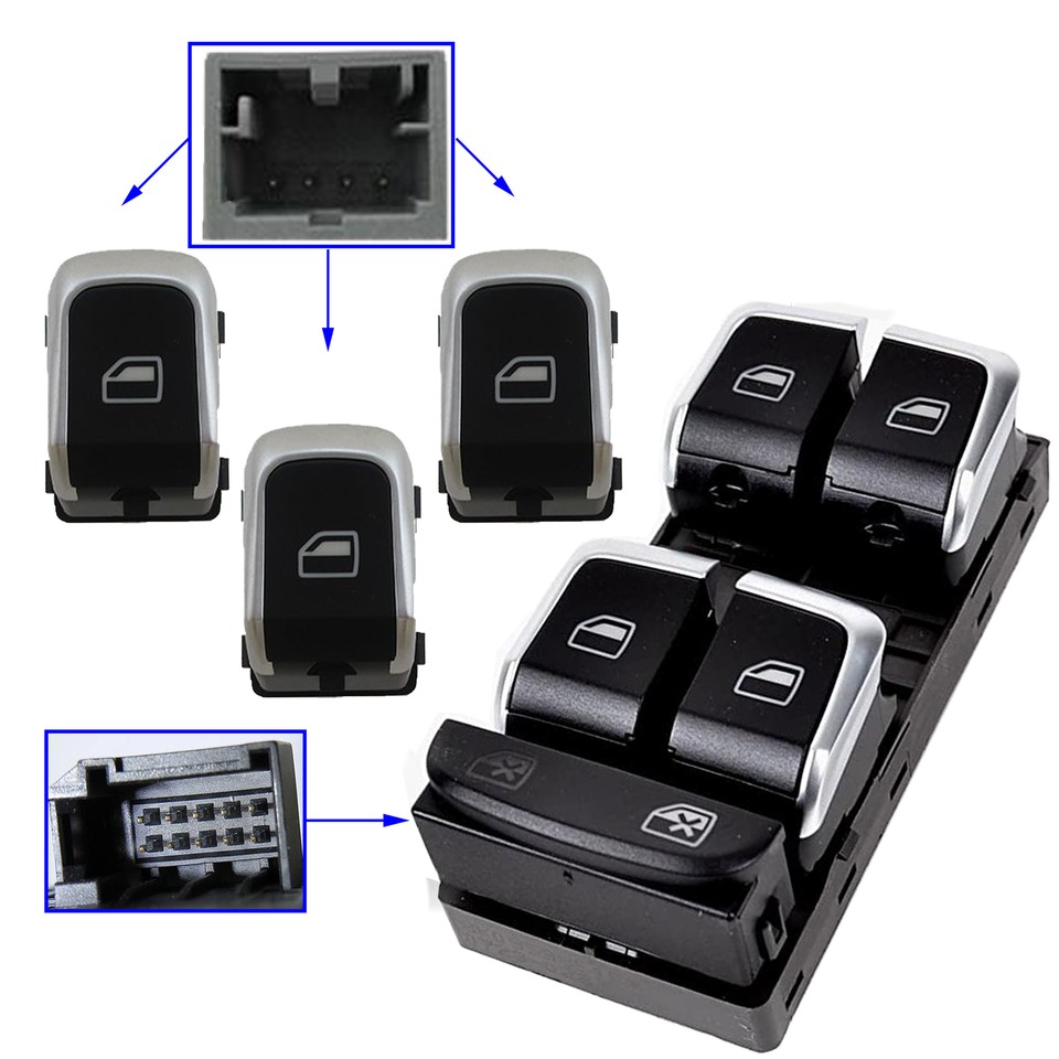 Left Front Window Lift Plate + 3 Buttons Designed For A1 A4 Q3 Q5 ...