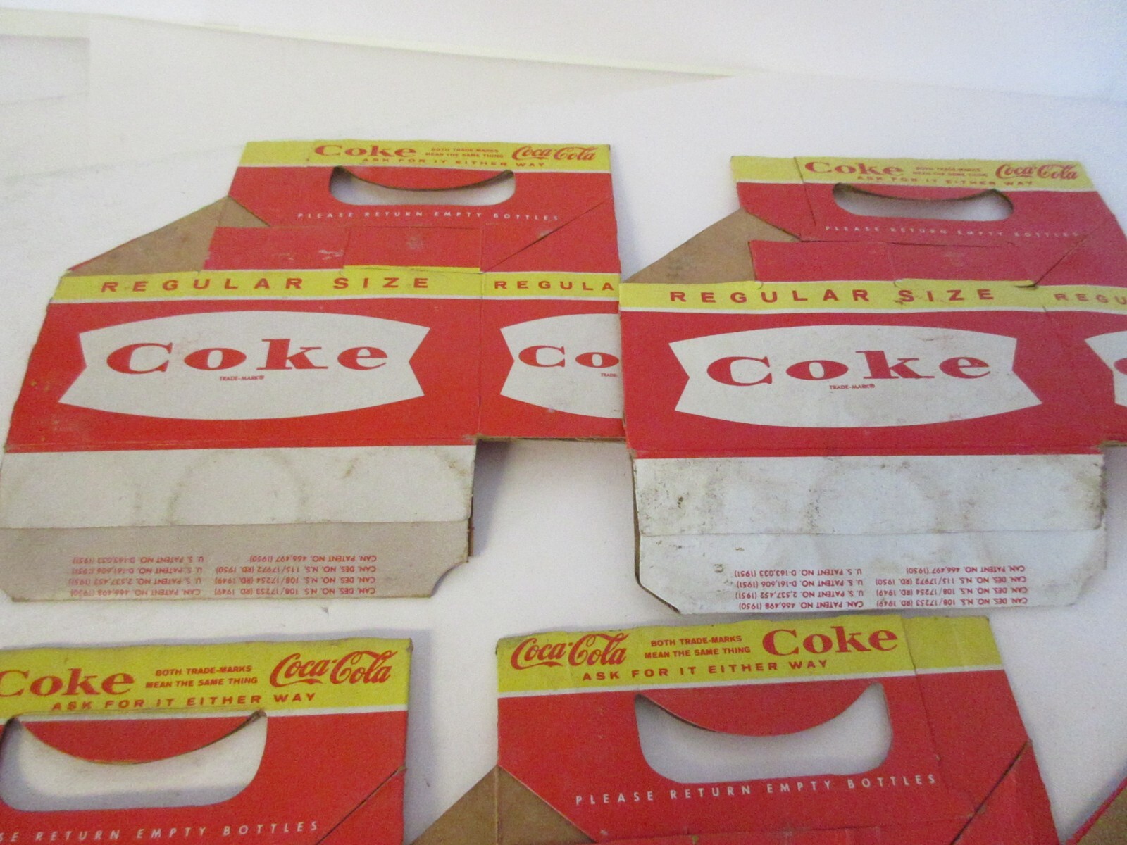 (5 PACK) VINTAGE 1960's COCA COLA CARDBOARD 6 PACK BOTTLE CARRIER COKE ...