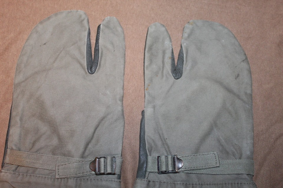 Original Cold War East German Army Cold Weather Field Gloves w/Leather ...