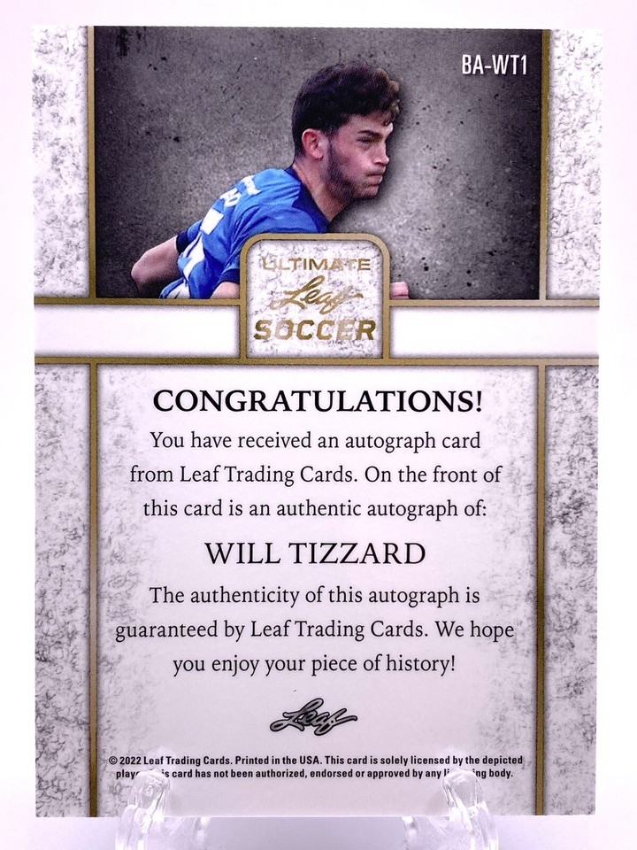 2022 Leaf Ultimate Soccer Aqua Auto WILL TIZZARD 6/10 #BA-WT1 RARE! SSP ...