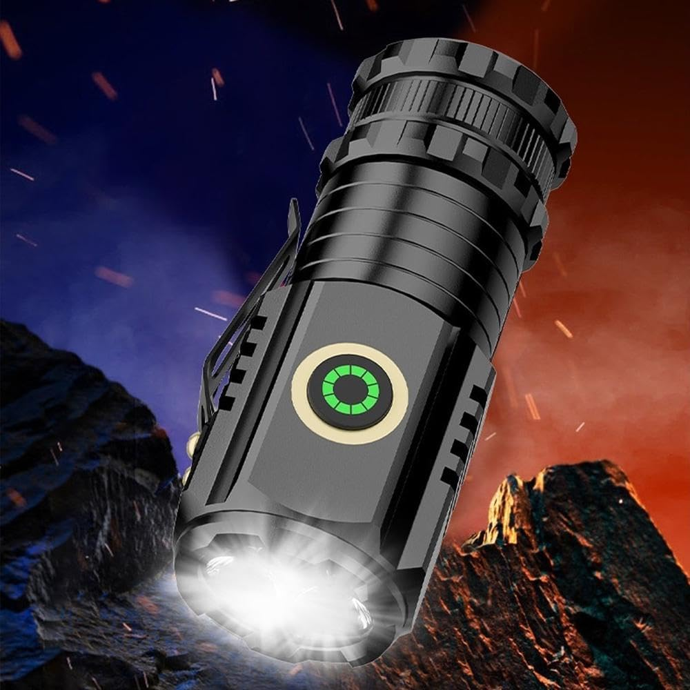 Mini Magnetic Flashlight USB C Rechargeable Small LED Flashlight with ...