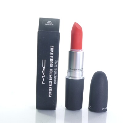 MAC Cosmetics Powder Kiss Lipstick Style Shocked #303 Clean Red Orange ...