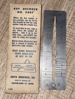 Curtis Key Decoder #3007 Curtis Industries Key Cutter Decoder 3007 | eBay