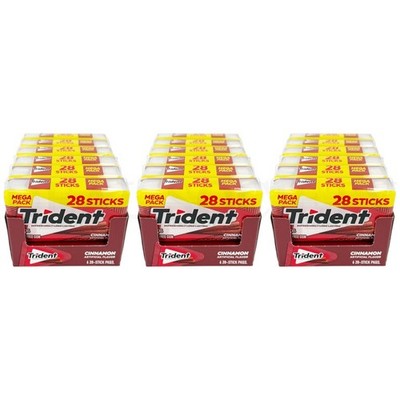 Trident Cinnamon Sugar Free Gum 6 Pocket Packs of 28 Pieces Lot of 3 ...