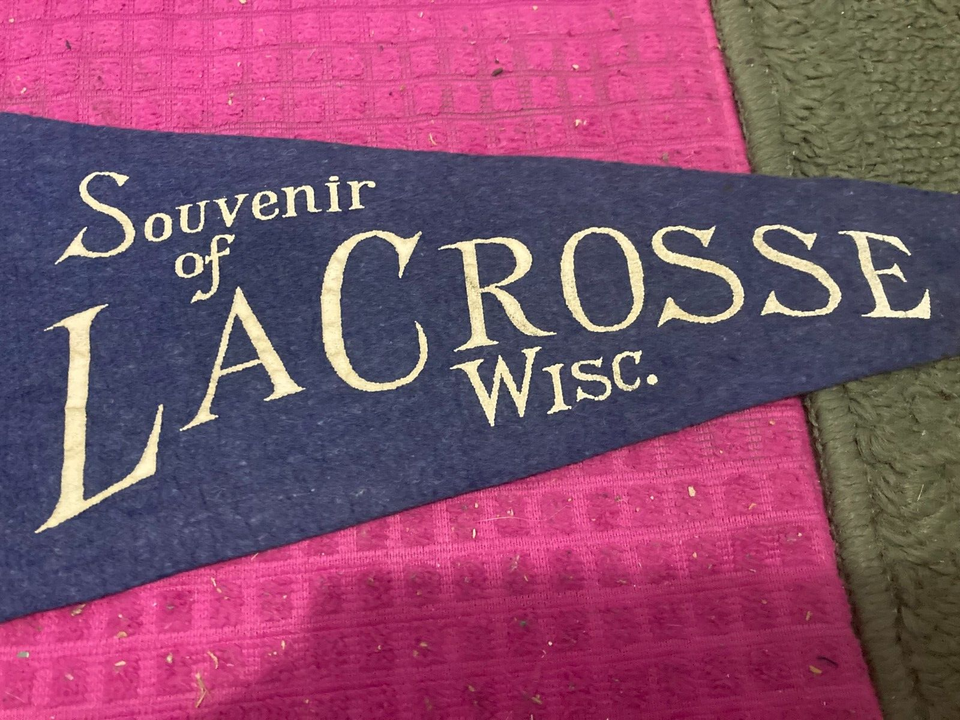 VTG LA CROSSE Wisconsin Pennant INDIAN Canoe TEEPEE Native American ...