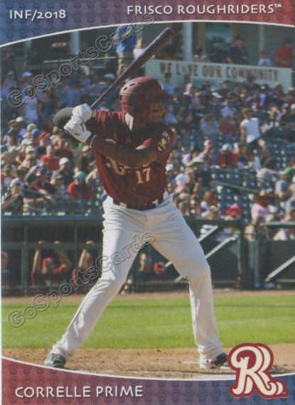 2018 Frisco RoughRiders Correlle Prime RC Rookie Texas Rangers Savannah ...