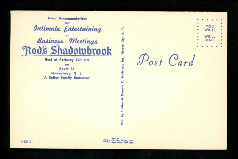 Restaurant Postcard New Jersey NJ Shrewsbury Rod's Shadowbrook interior ...