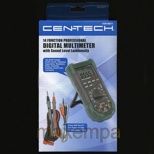 CEN-TECH 14 Function Professional Digital Multimeter with Sound Level ...