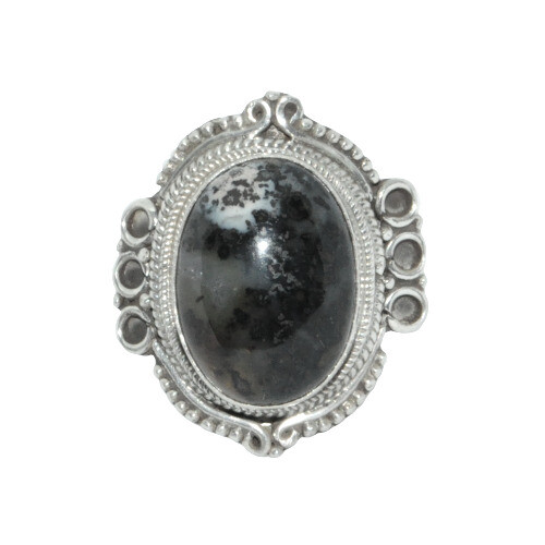 Sterling Silver Ethnic Asian Vintage Style Zebra Jasper Ring Size O 1/2 ...