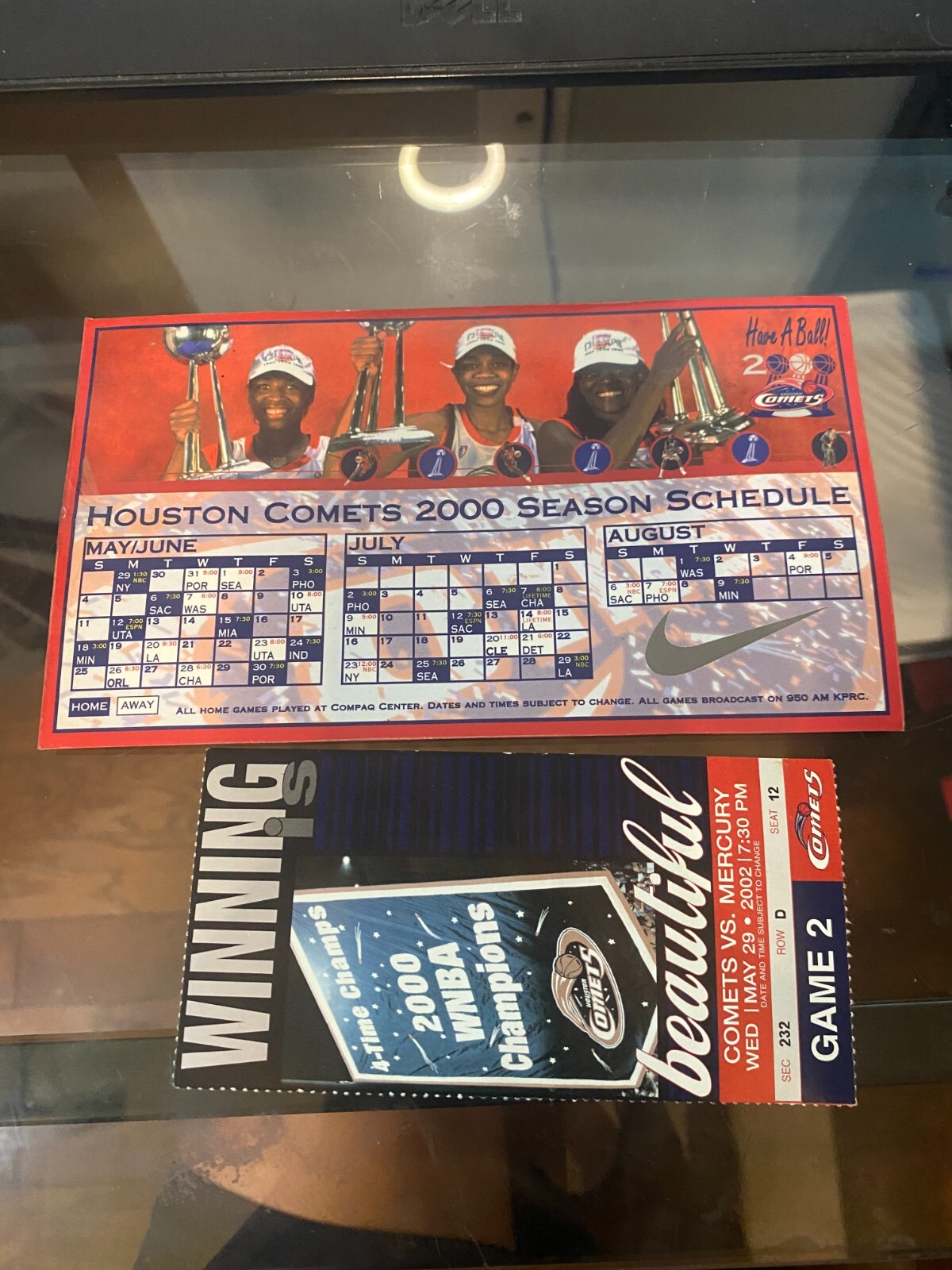 2000 HOUSTON COMETS GAME SCHEDULE & 1 WNBA 2000 CHAMPIONS TICKET STUBS ...