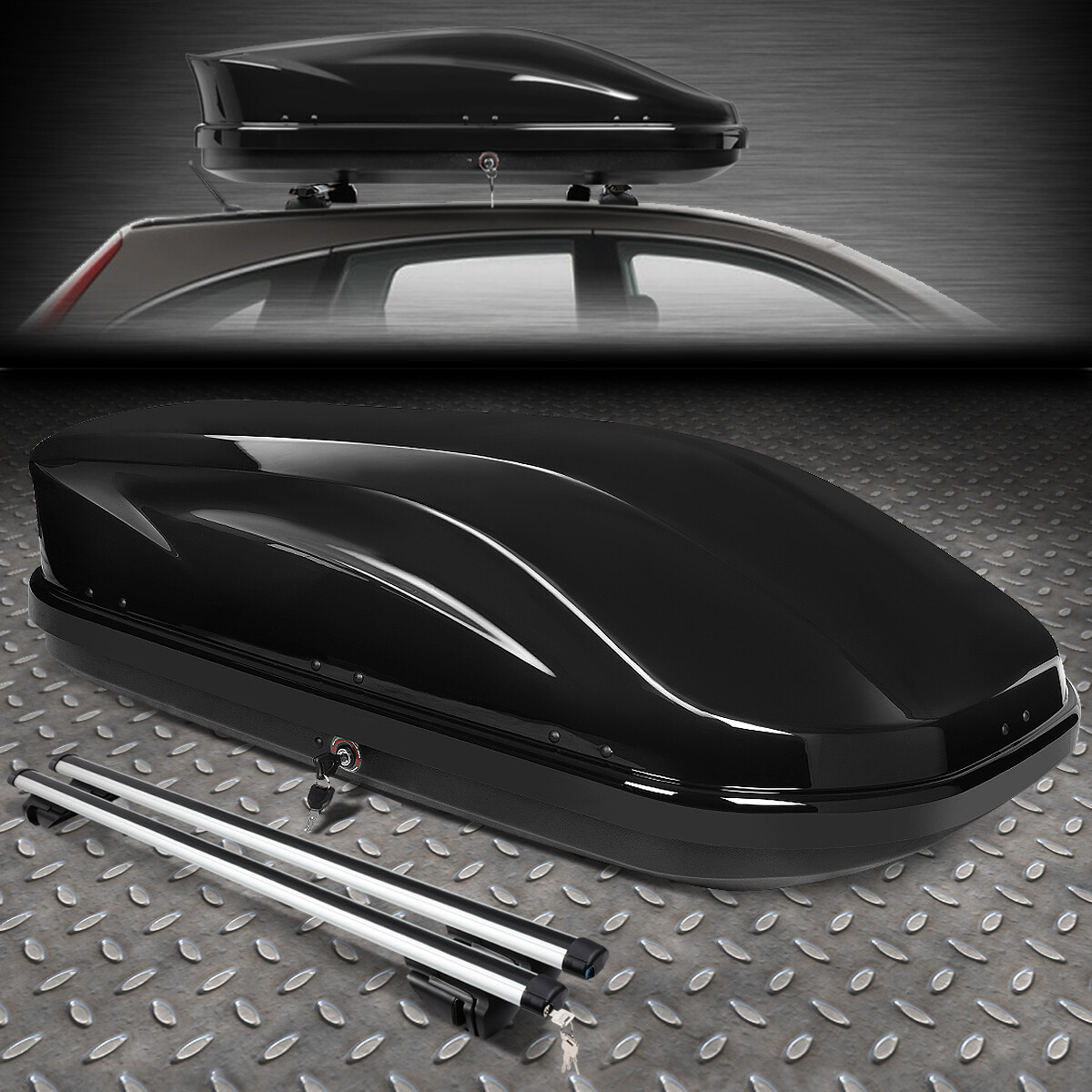 ROOF TOP CARGO STORAGE BOX BAGGAGE CARRIER W/120CM ADJUSTABLE ALUMINUM ...