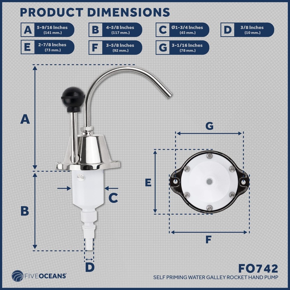 TMC Manual Water Pump - Rocket Hand Pump, Galley Hand Pump, Flipper ...