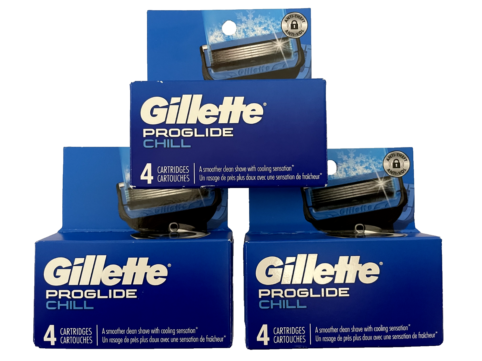 Gillette PROGLIDE Chill Razor Blade 12 Cartridges Refill Men (3 Packs ...