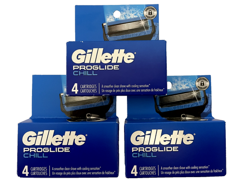 Gillette PROGLIDE Chill Razor Blade 12 Cartridges Refill Men (3 Packs ...