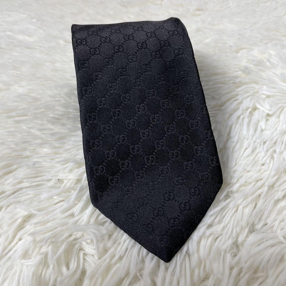 Gucci Tie Gg Pattern Sword Tapered Sherry Line Black Minimal use | eBay