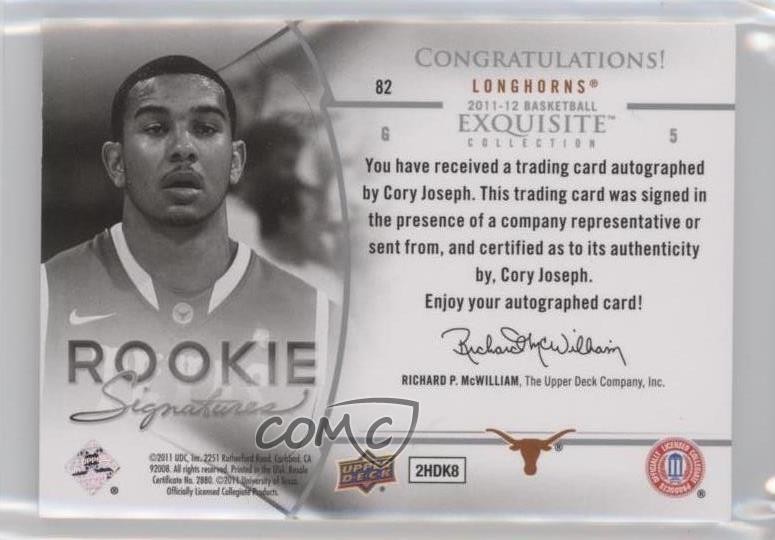 2011-12 Exquisite Collection Rookie Signatures /199 Cory Joseph #82 ...