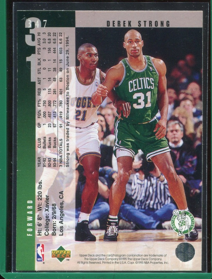 1995 Upper Deck Basketball Derek Strong #347 Boston Celtics | eBay