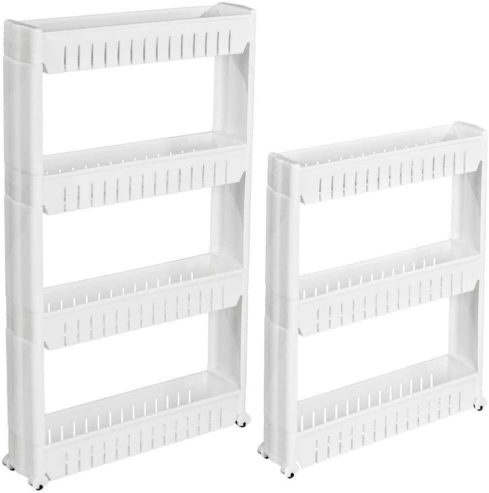 3/4 Tier Storage Tower Slide Out Rolling Castor Organiser Trolley Rack ...