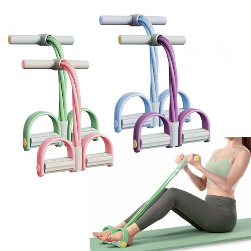 4 Tubes Elastic Yoga Pedal Puller Resistance Band Yoga Elastic Pull ...