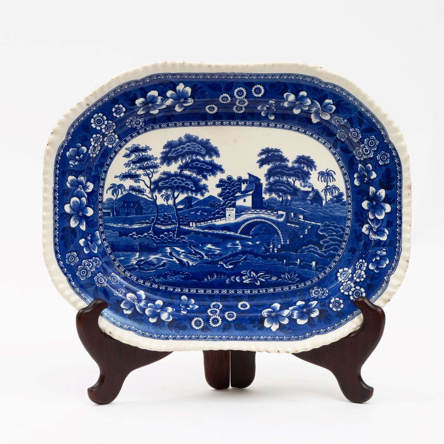 Antique Copeland Spode's Tower England 15" Blue Rectangular Serving ...