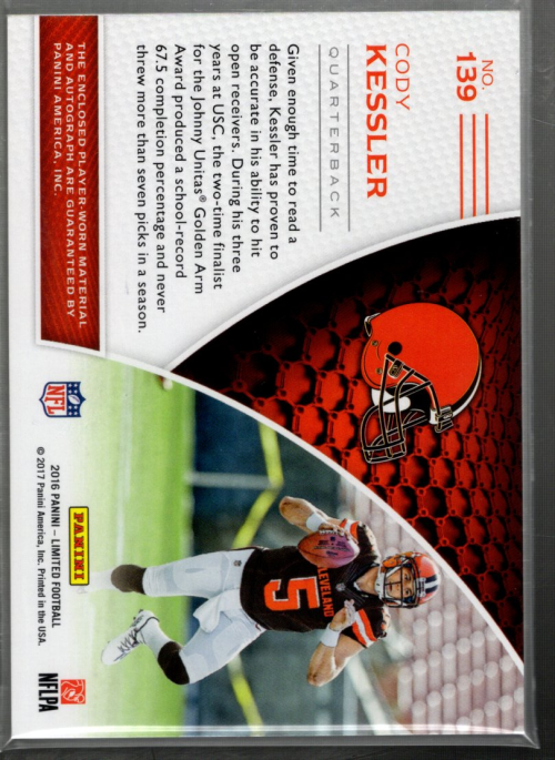 B1499- 2016 Limited Gold Spotlight #139 Cody Kessler Auto Patch /25 ...